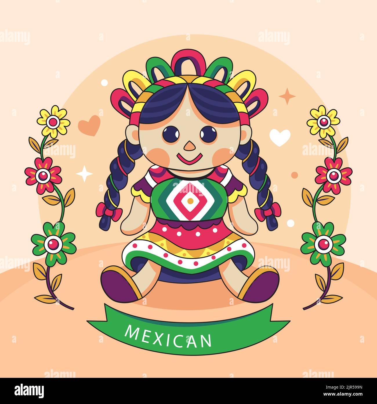 Beuatiful mexican doll illustration Vector illustration Stock Vector ...