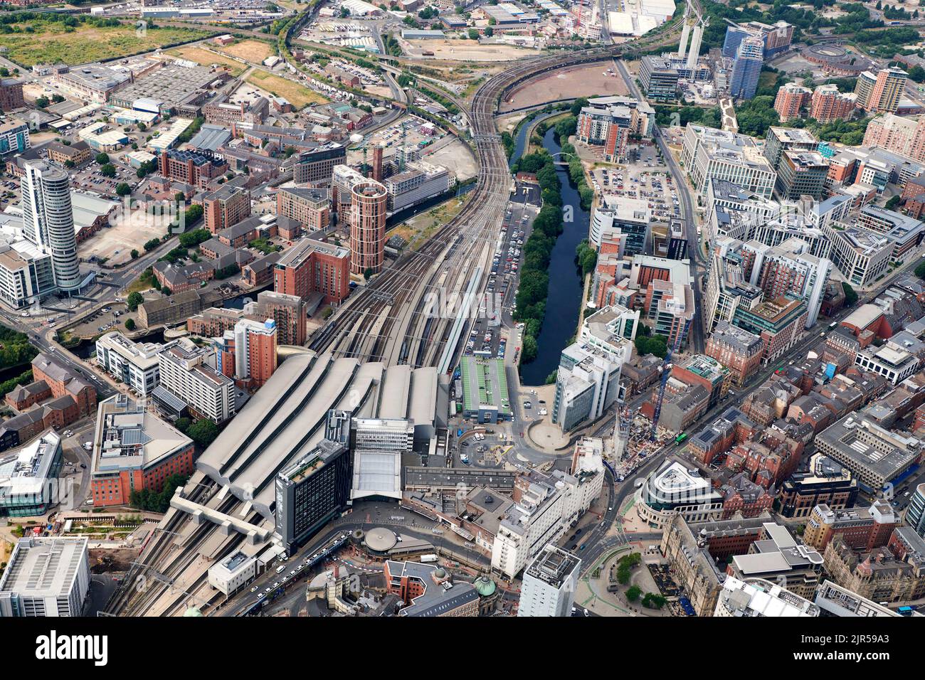An aerial photograph of Leeds City Centre railway station, west ... An aerial photograph of Leeds City Centre railway station, west ...