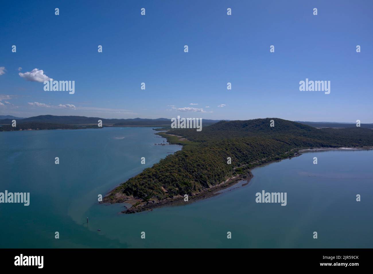 Aerial of the shoreline of Curtis Island Queensland Australia Stock ...