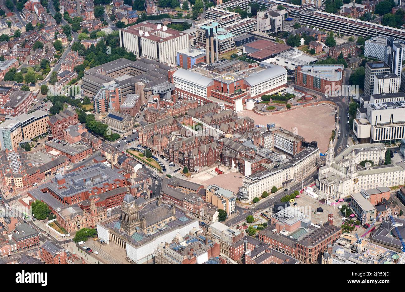 An aerial photograph of Leeds General Infirmary, showing site cleared ...