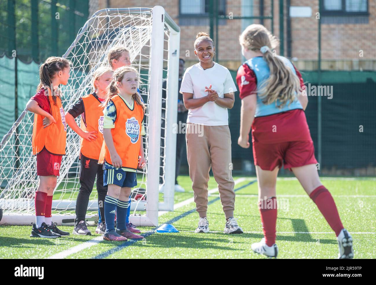 EDITORIAL USE ONLY England footballer Nikita Parris delivers a surprise ...