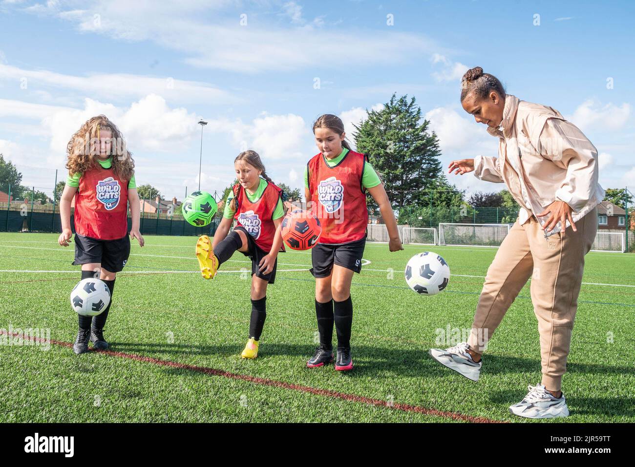 EDITORIAL USE ONLY England footballer Nikita Parris delivers a surprise ...