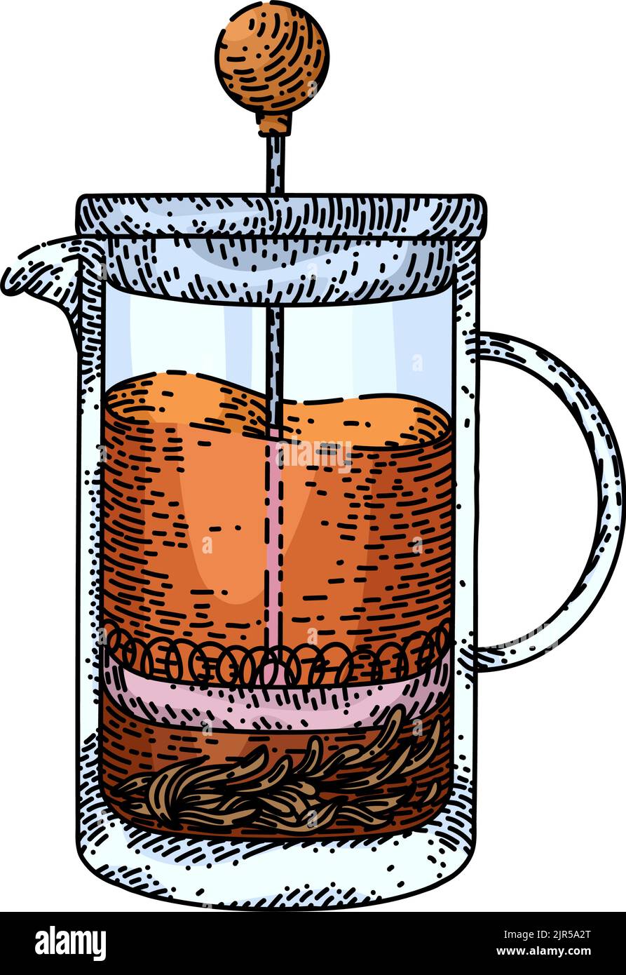 french press sketch hand drawn vector Stock Vector Image & Art - Alamy