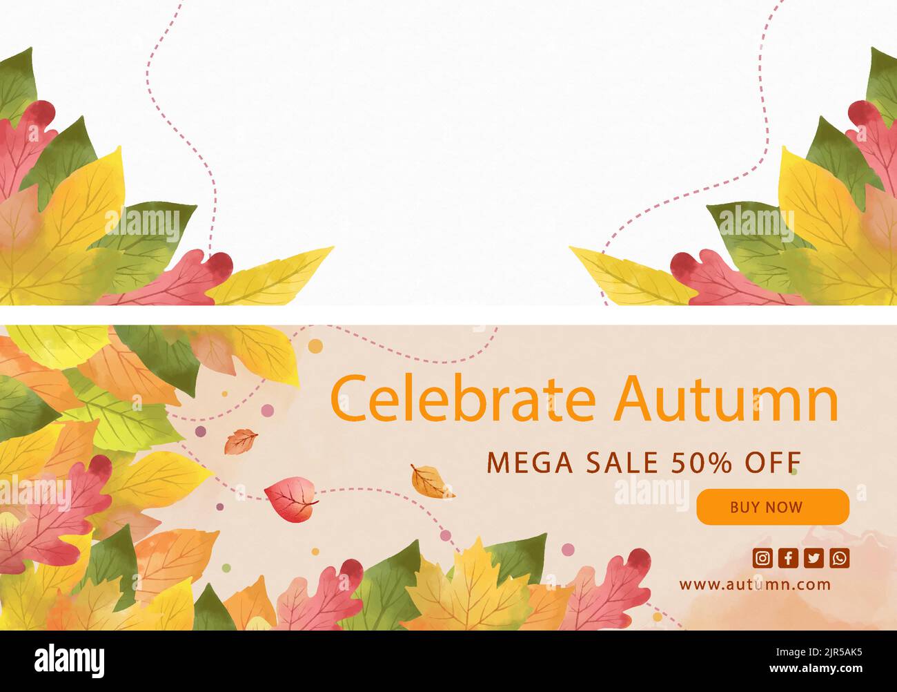 Watercolor horizontal banners set for autumn celebration Vector ...