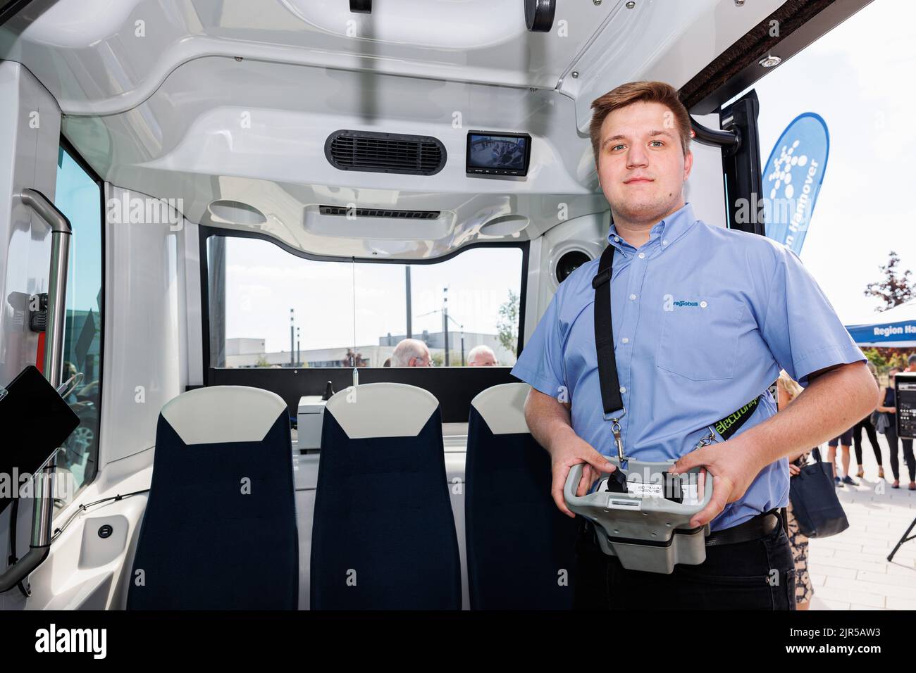 22 August 2022, Lower Saxony, Garbsen: Calvin Karches, a trainee at ...