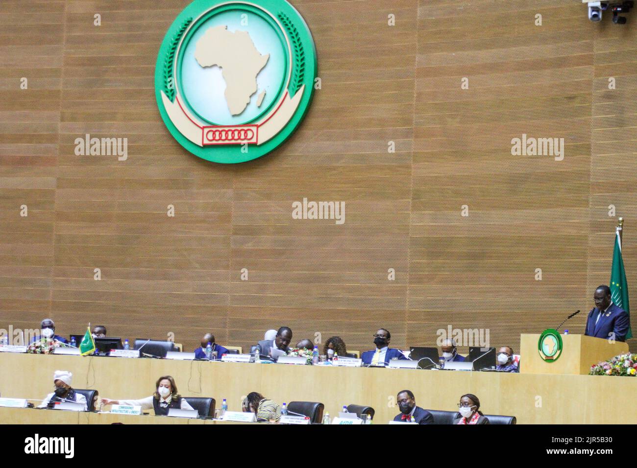 The Senegalese president and new president of the African Union (AU) at ...