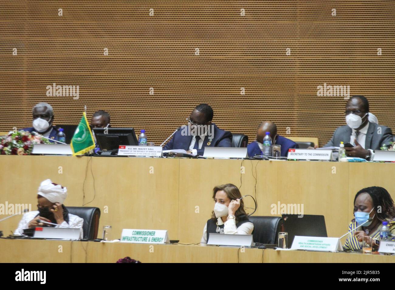 The Senegalese president and new president of the African Union (AU) at ...