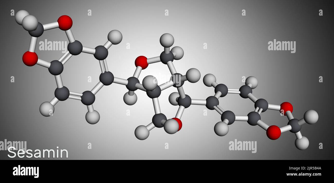 Sesamin molecule. It is natural product, lignan isolated from sesame ...