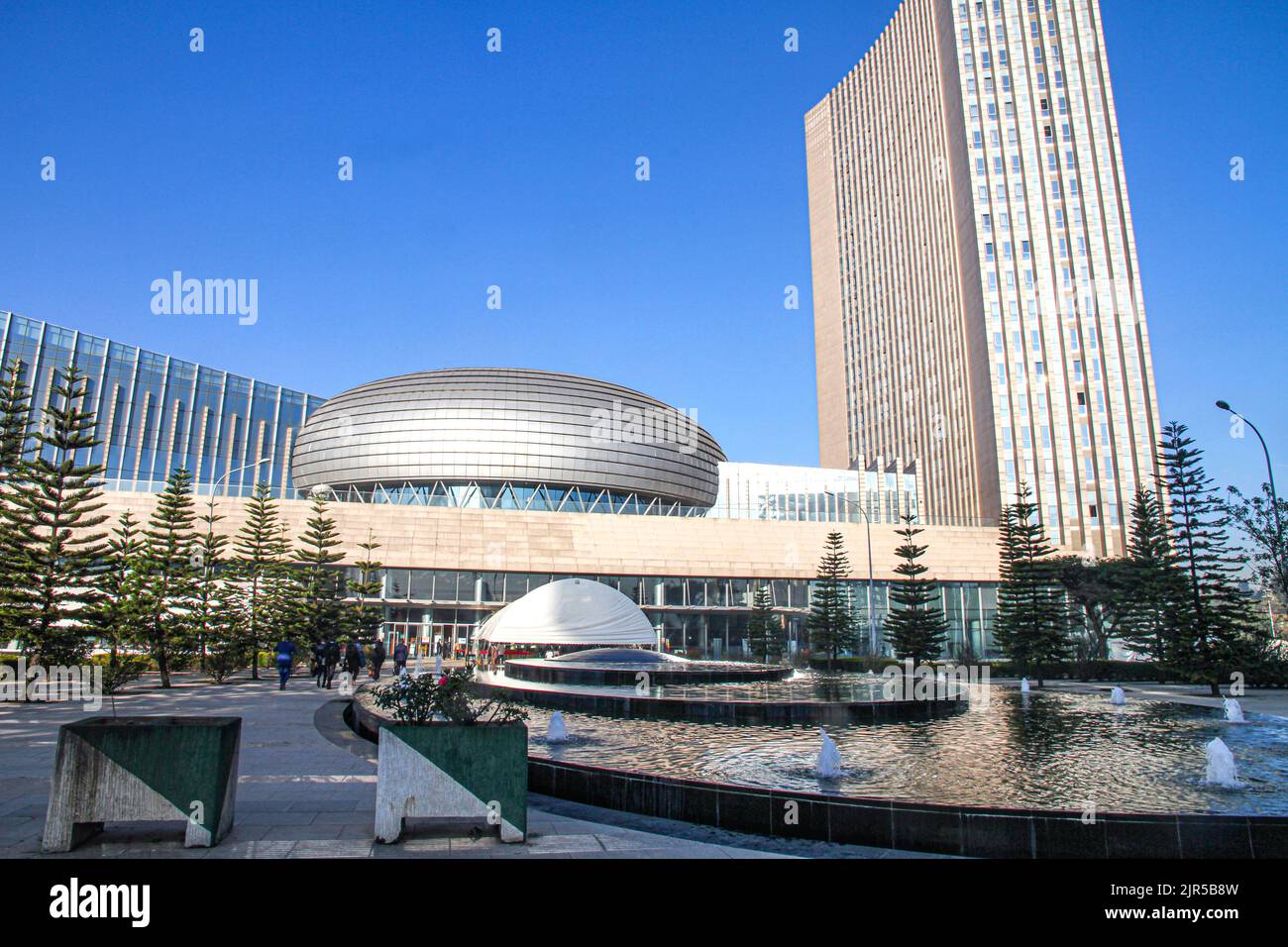 Partial view of the African Union headquarters during the opening of ...