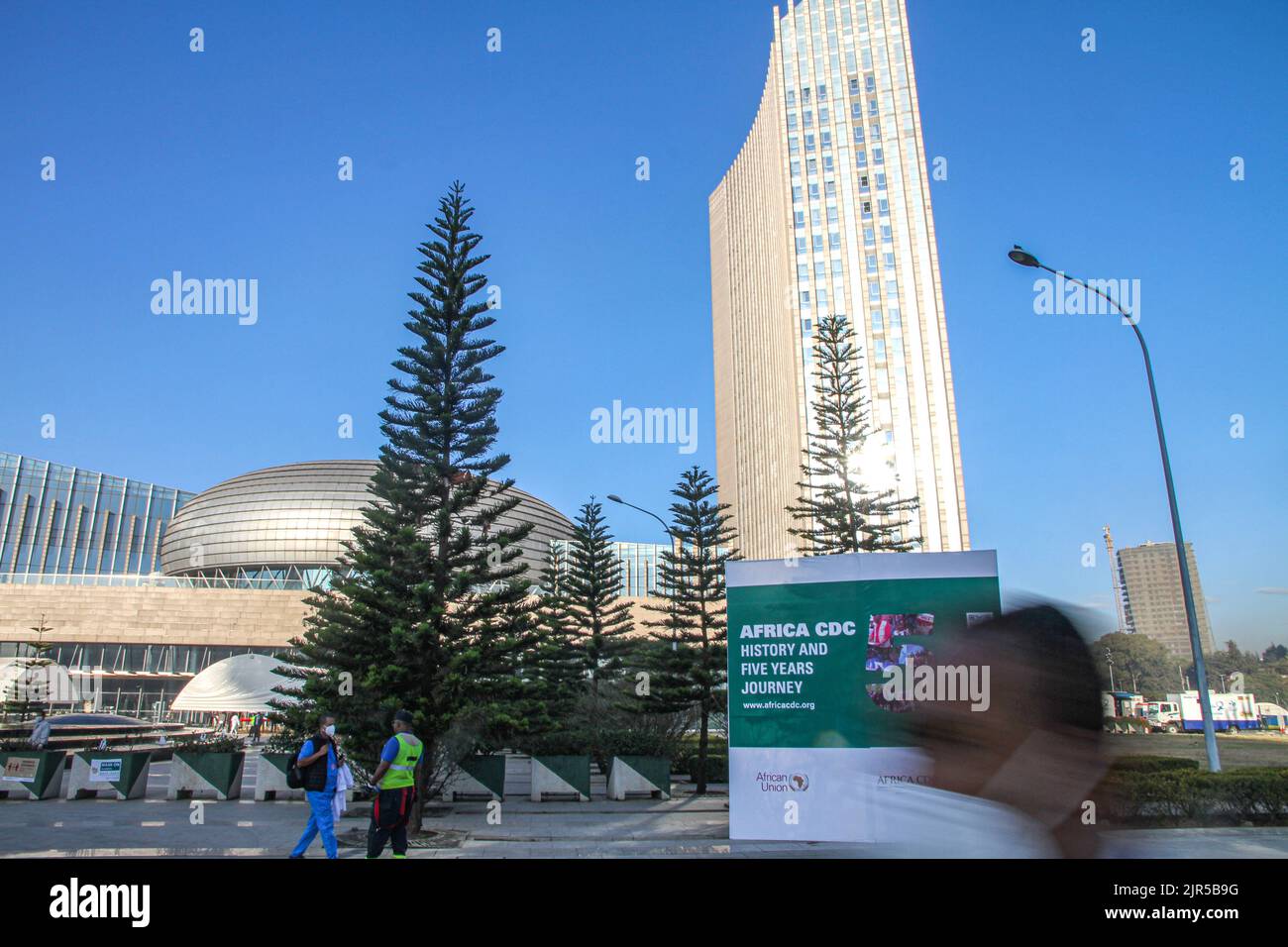 Partial view of the African Union headquarters during the opening of ...