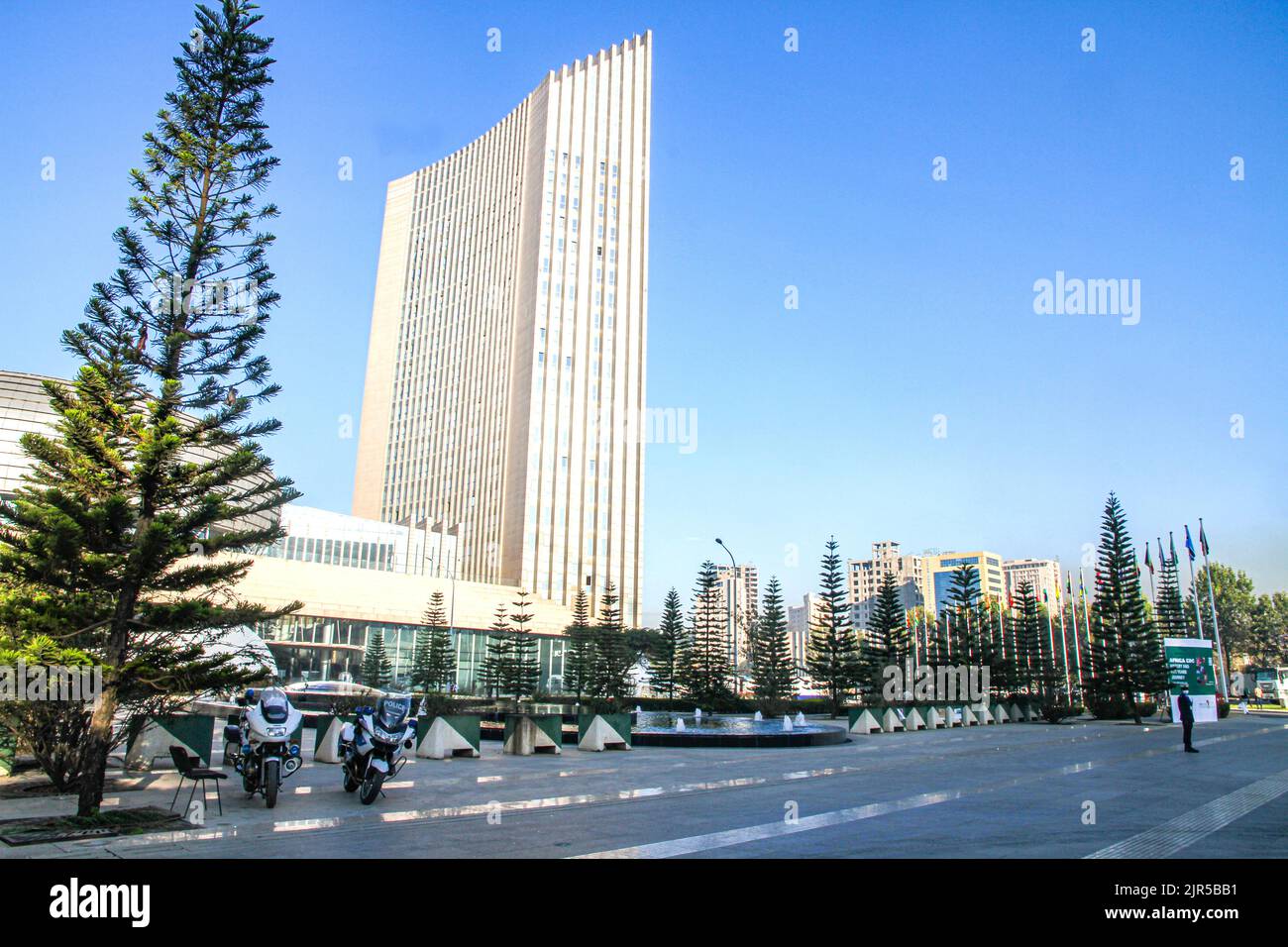 Partial view of the African Union headquarters during the opening of ...