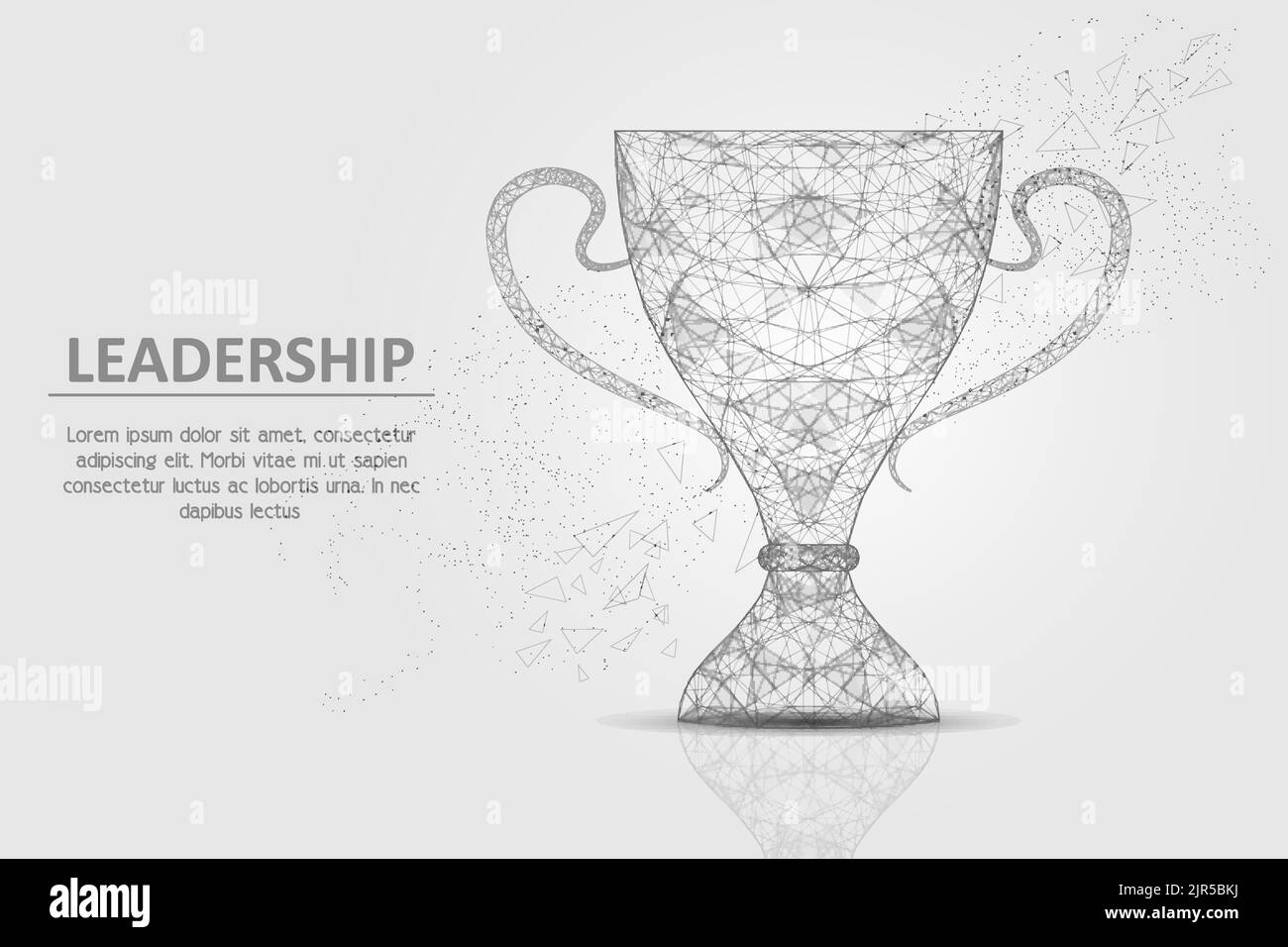 Vector polygonal art style winner cup. Low poly wireframe mesh with ...