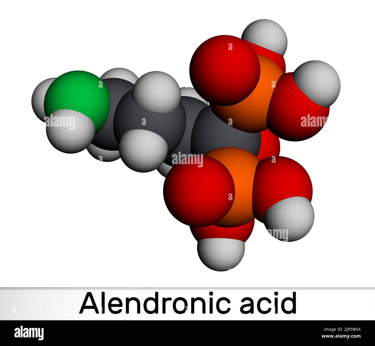 Alendronic acid molecule. It is bisphosphonate drug, used for treatment ...