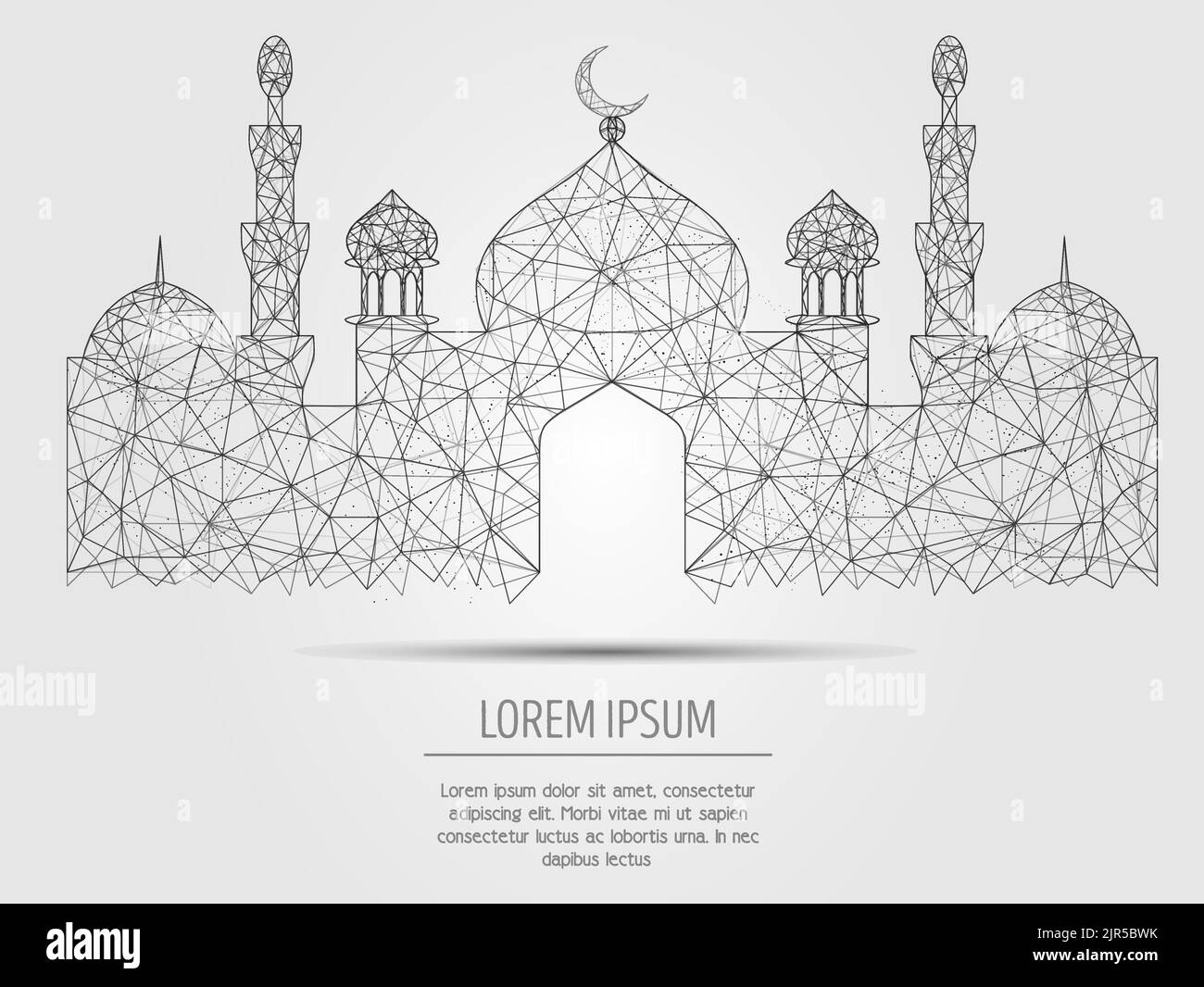 Vector polygonal art style islamic mosque. Low poly wireframe mesh with ...