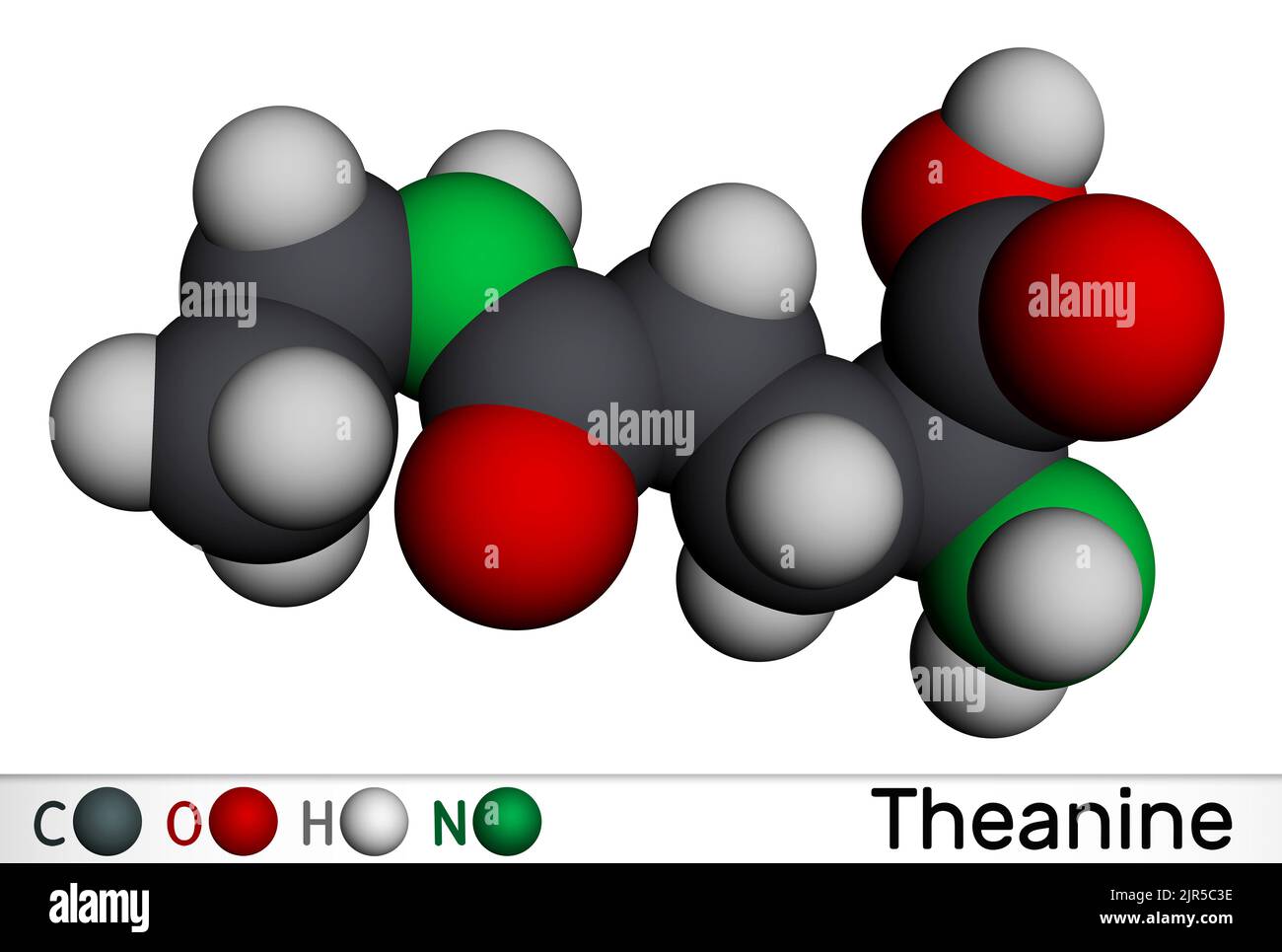 Theanine, theanin molecule. It is neuroprotective agent, plant ...