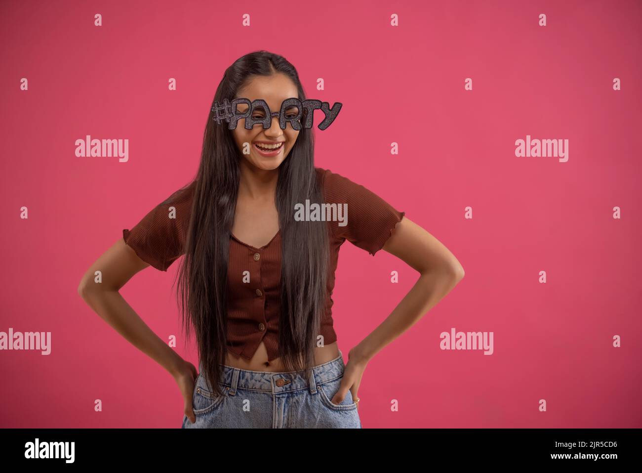 Woman party glasses standing hi-res stock photography and images - Alamy