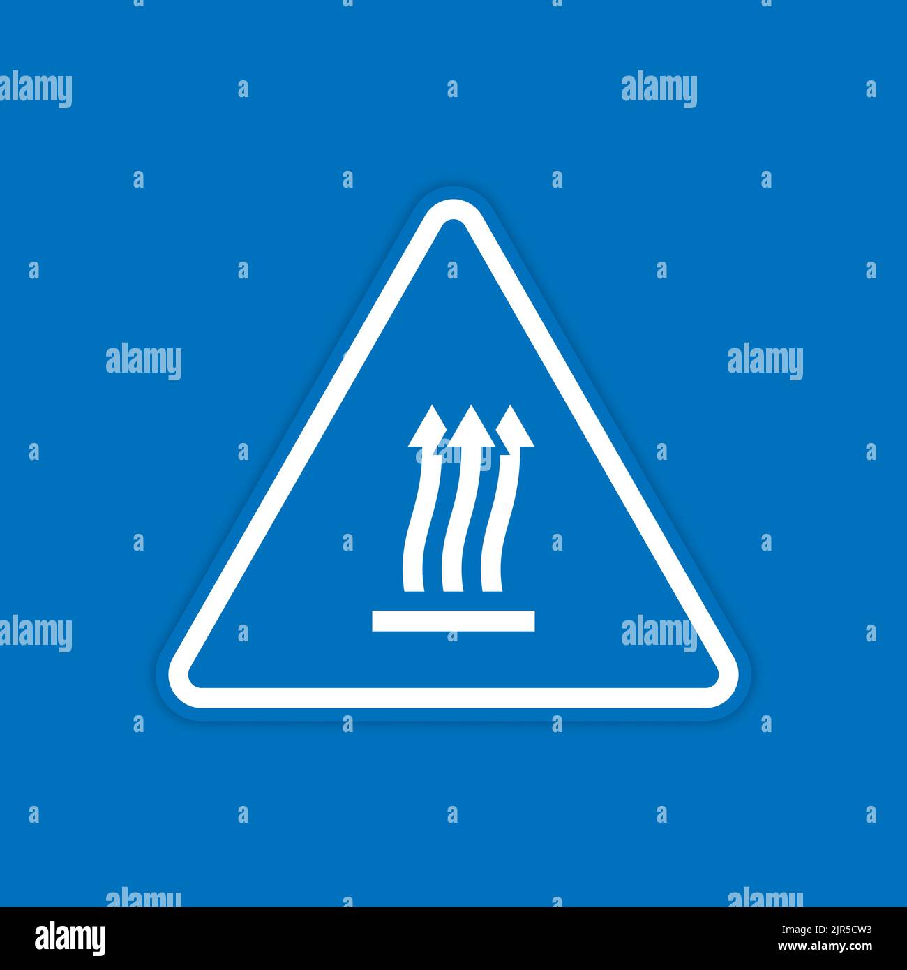 Heat warning sign. Triangle warning sign of heat with a wavy arrows ...
