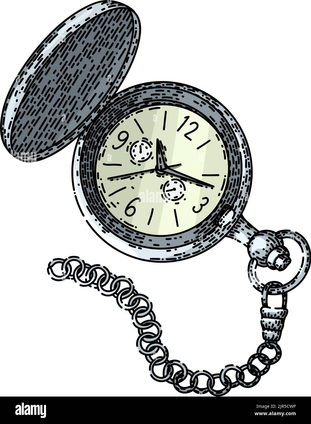 chain watch pocket hand drawn vector. ancient round business style ...