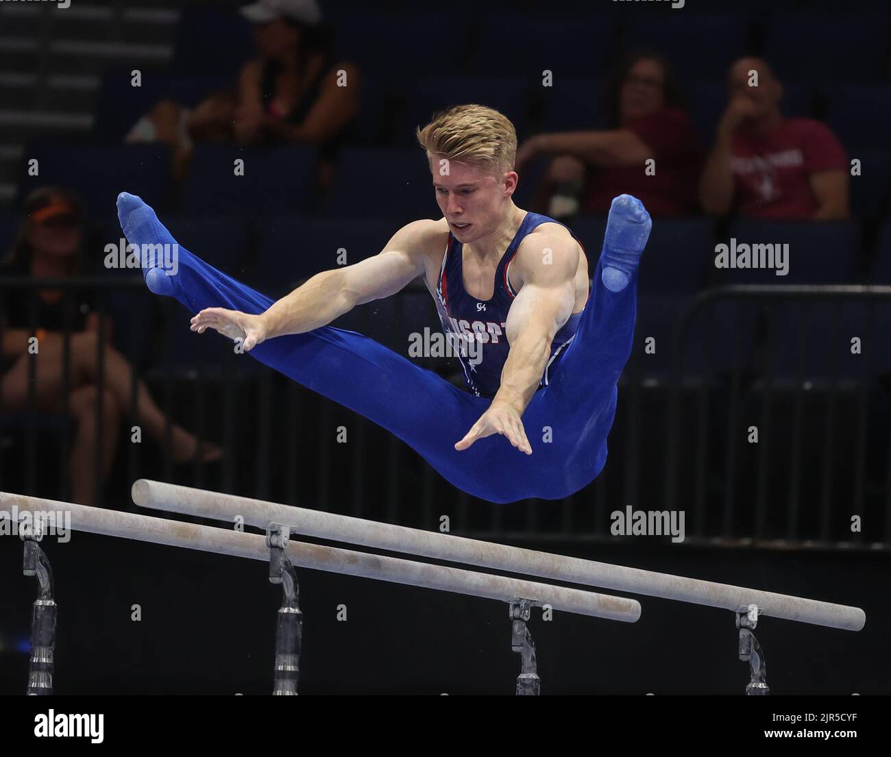 August 20, 2022: Shane Wiskus competes on the parallel bars during the ...
