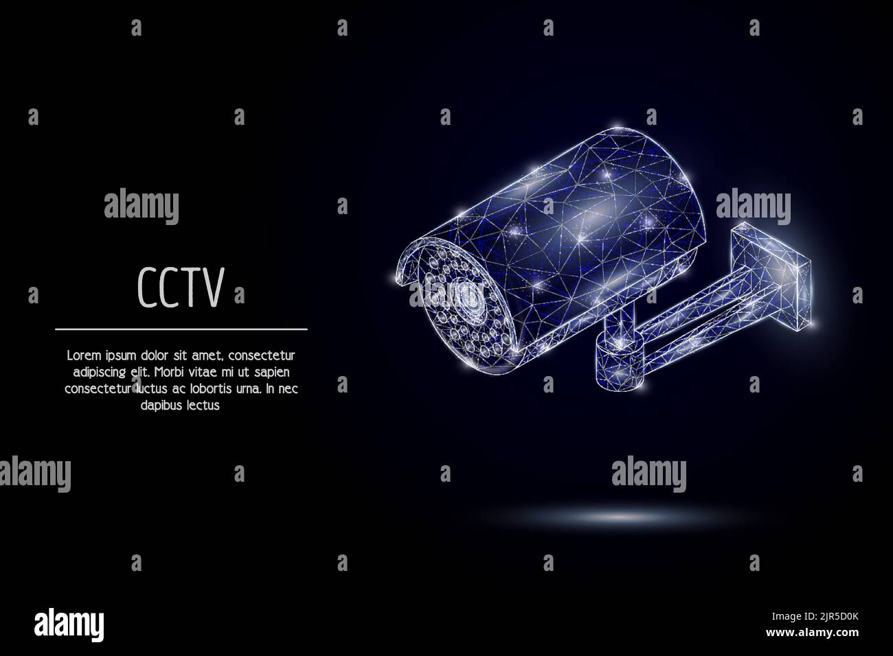 Vector polygonal art style security camera. CCTV low poly wireframe ...