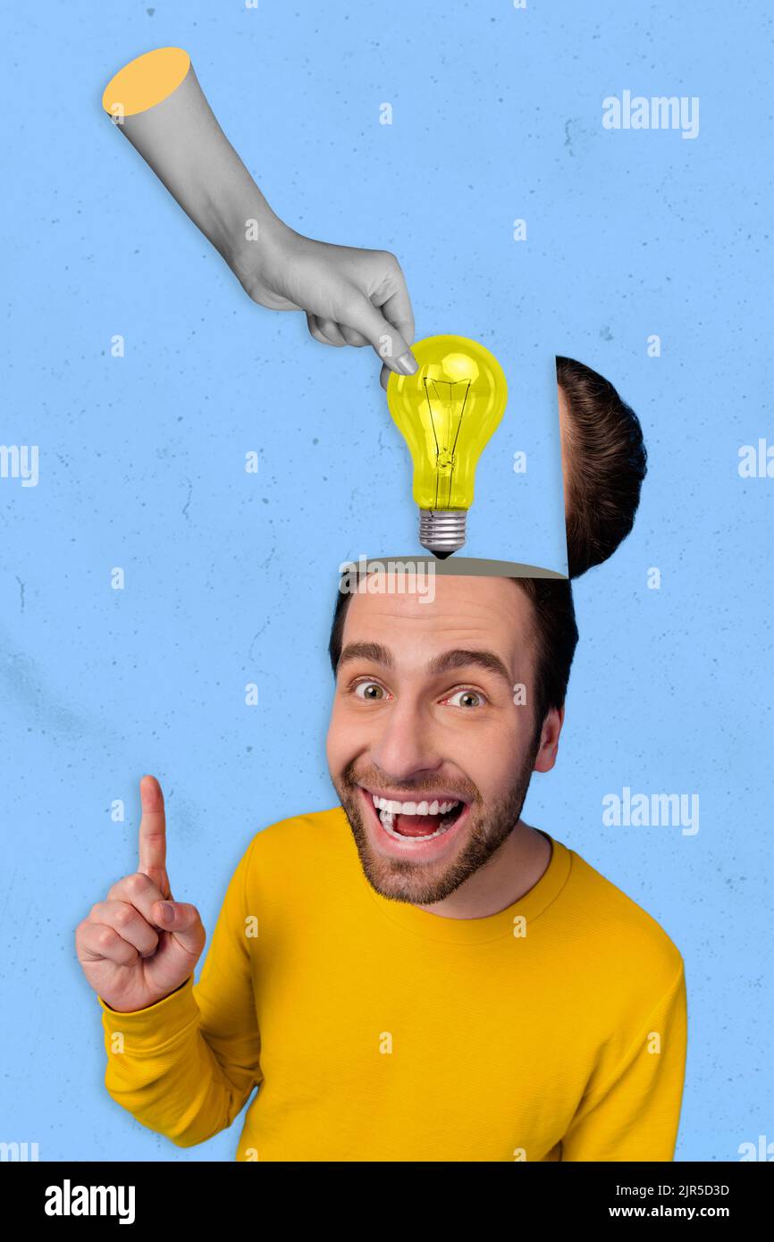 3d retro abstract creative artwork template collage of happy smiling ...