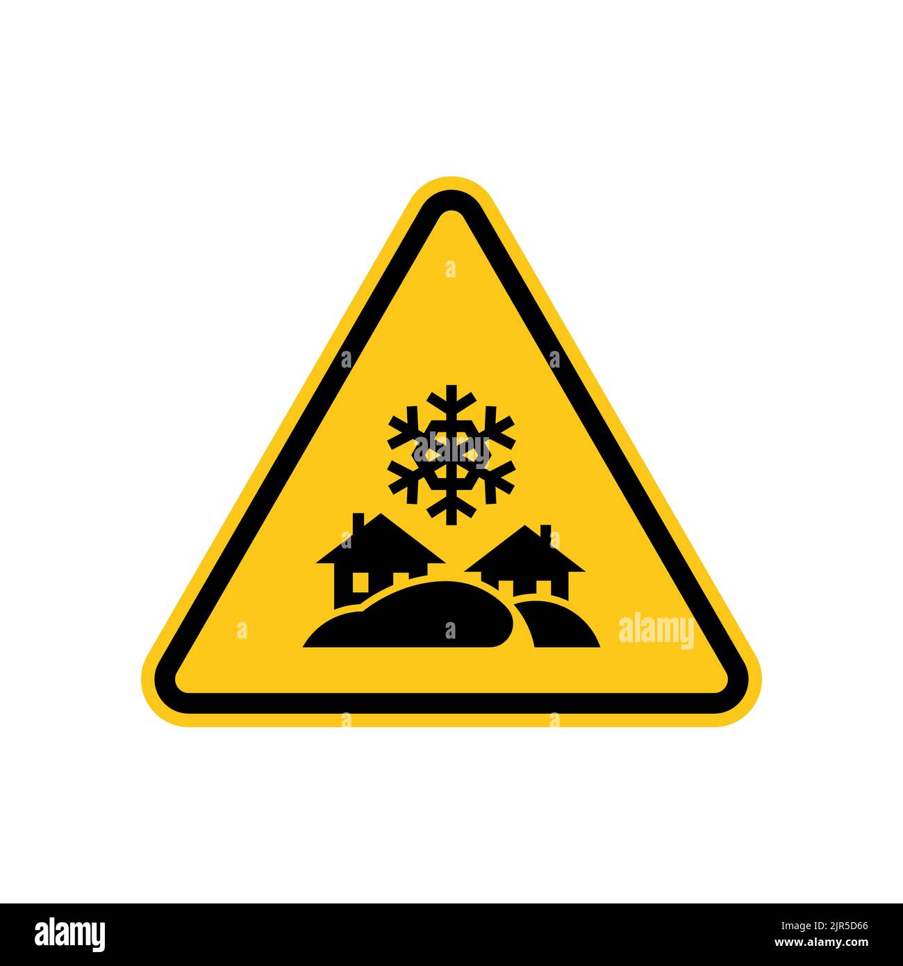 Warning sign of a heavy snowfall. Triangular sign with a snowflake and ...