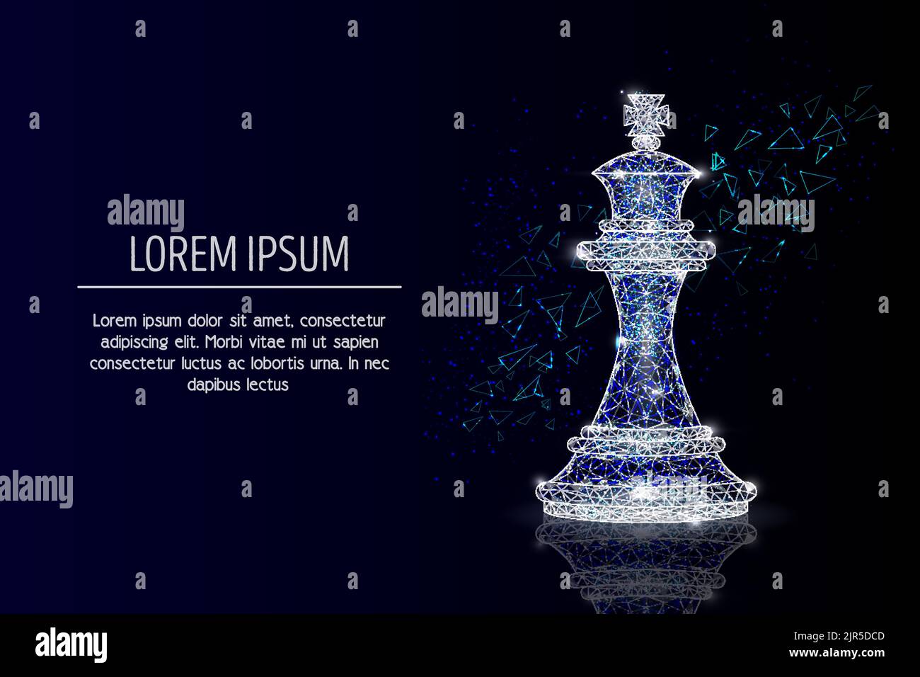 Vector polygonal art style king chess piece. Low poly wireframe mesh ...