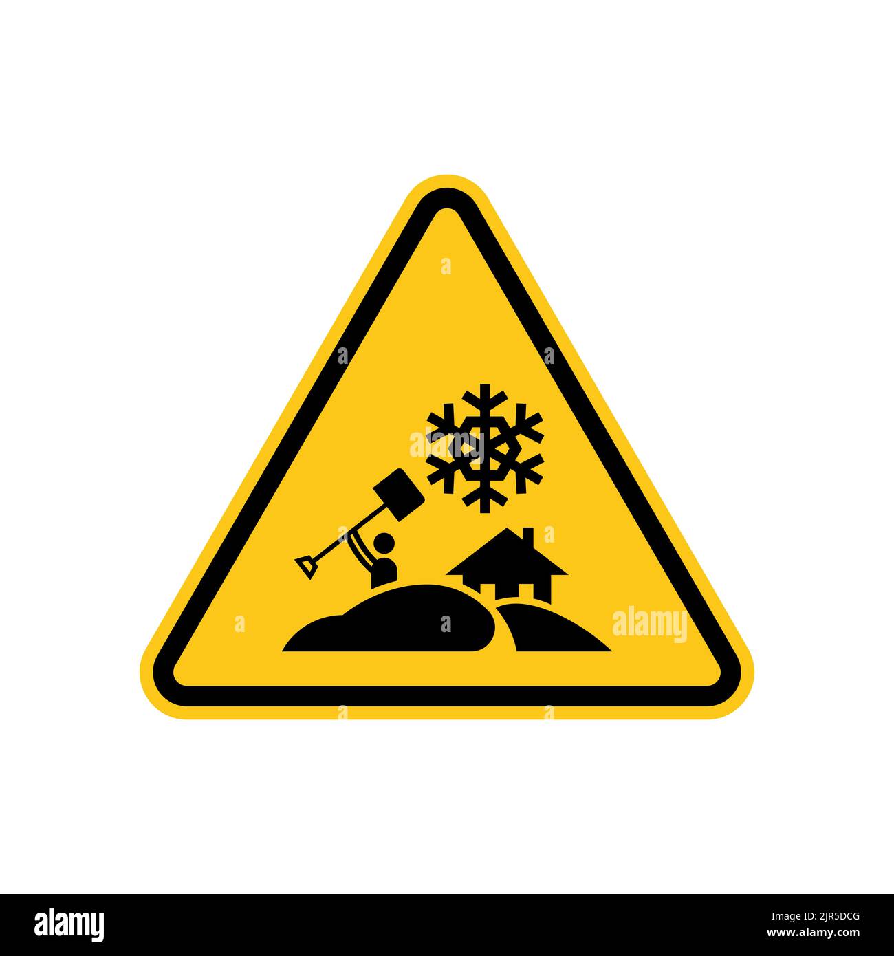 Heavy snowfall warning sign. There is the figure of a person with a ...