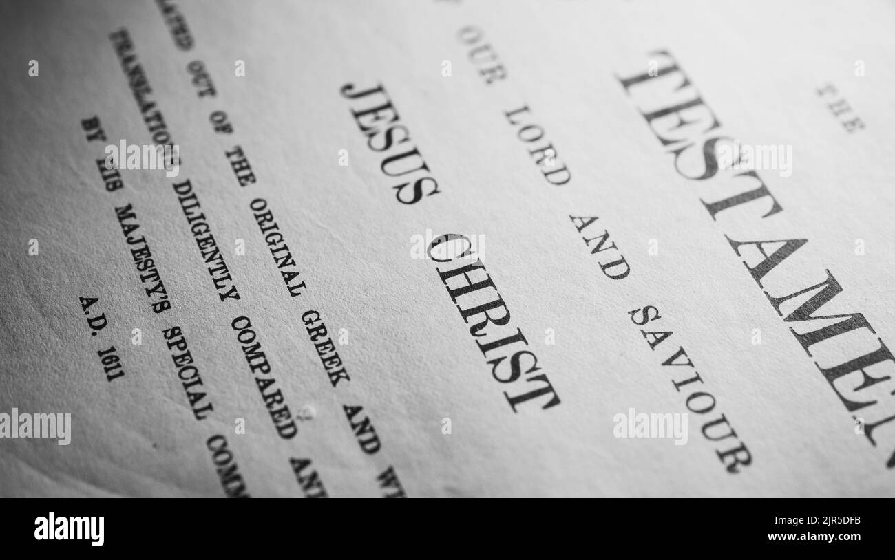 Bible new testament old Black and White Stock Photos & Images - Alamy