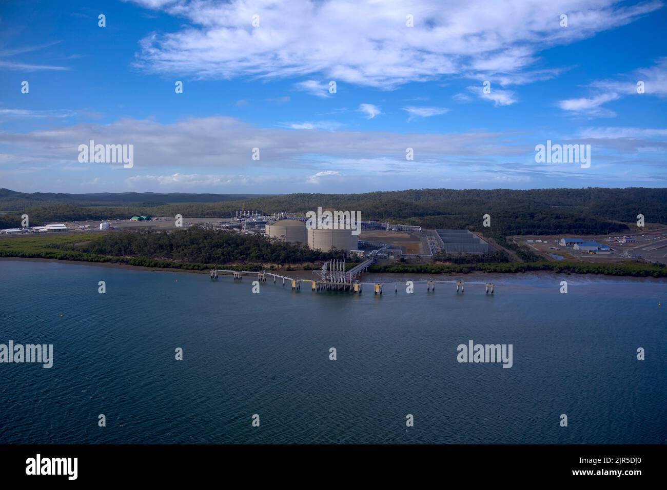 Aerial of CESI LNG Terminal One to load for export from the Curtis ...