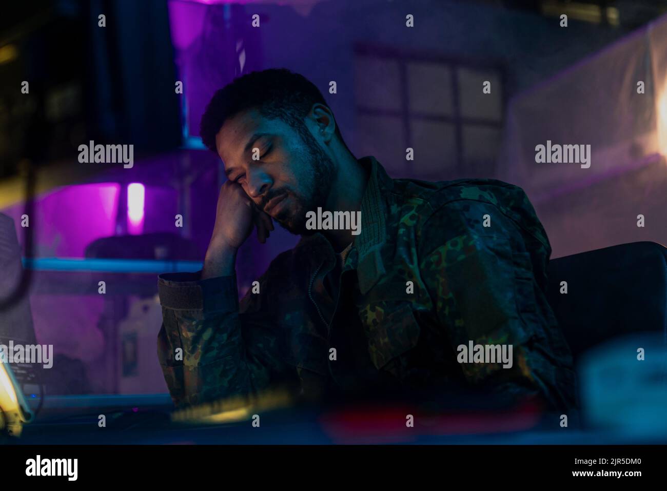 American hacker in military unifrorm on dark web, cyberwar concept ...