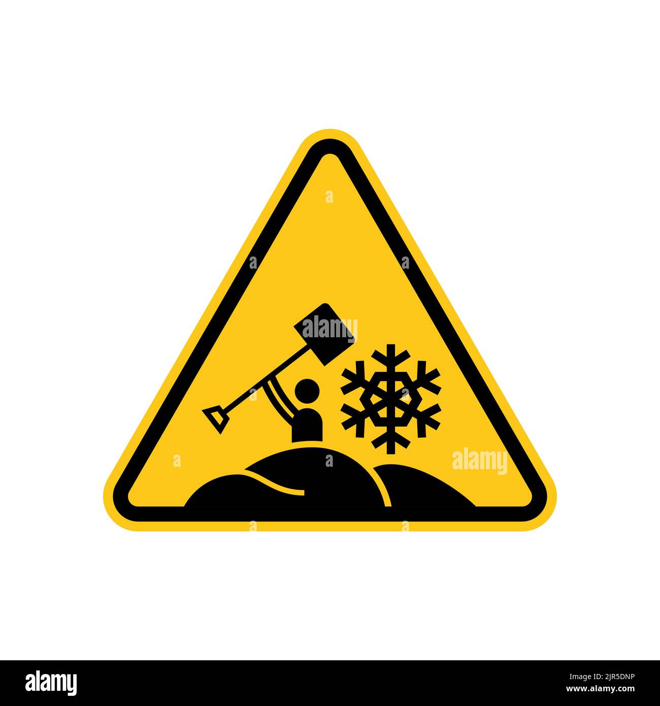 Heavy snowfall warning sign. There is the figure of a person with a ...