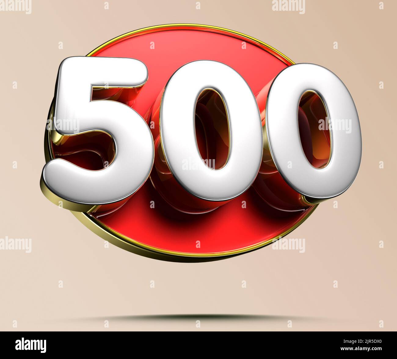 500 gold rim 3D illustration on light cream background have work path ...