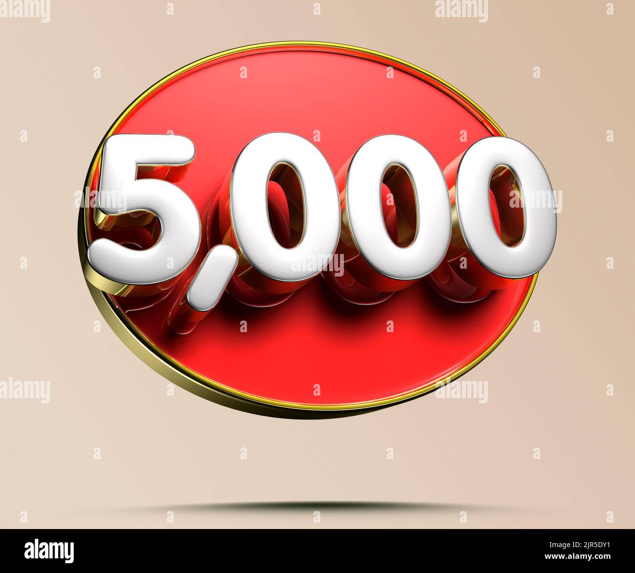 5000 gold rim 3D illustration on light cream background have work path ...