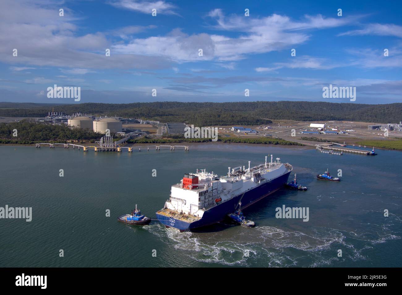 Aerial of LNG Tanker Cesi Beihai berthing at CESI LNG Terminal One for ...