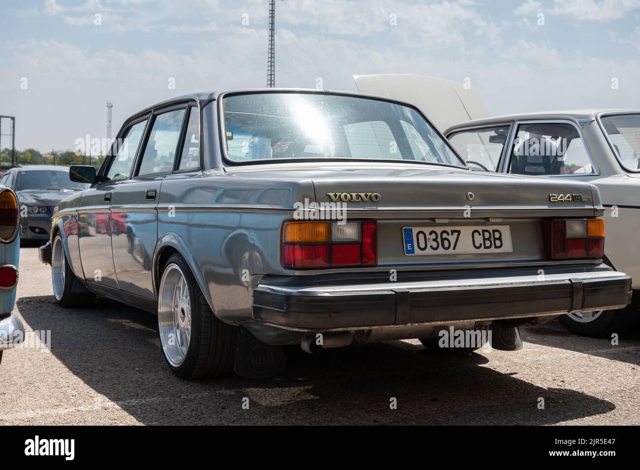 The back view of a classic gray Volvo 244 GL parked on the street Stock ...