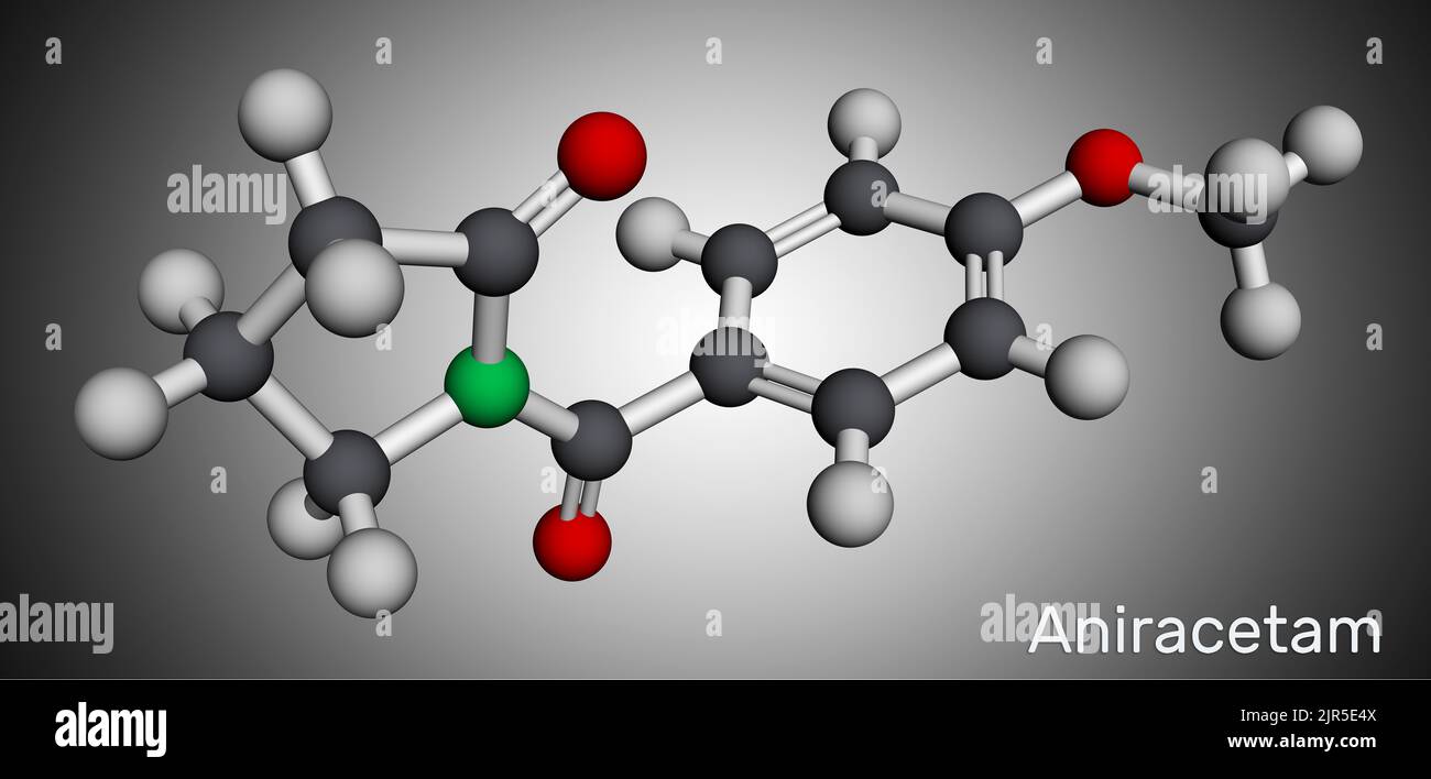 Aniracetam molecule. It is nootropic drug used to ameliorate memory ...