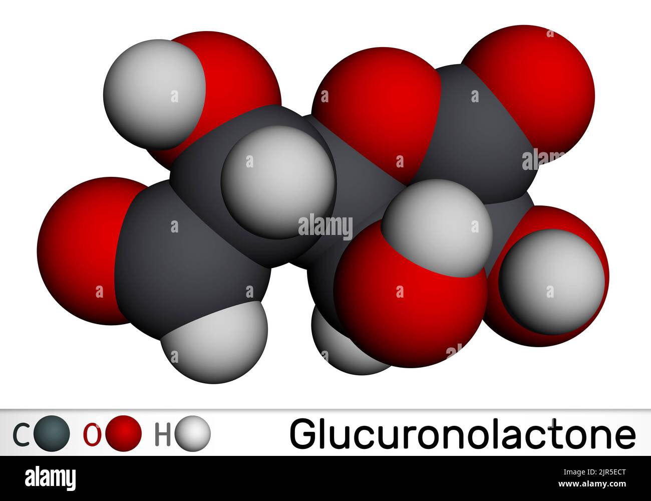 Glucuronolactone molecule. It is naturally occurring substance, used in ...