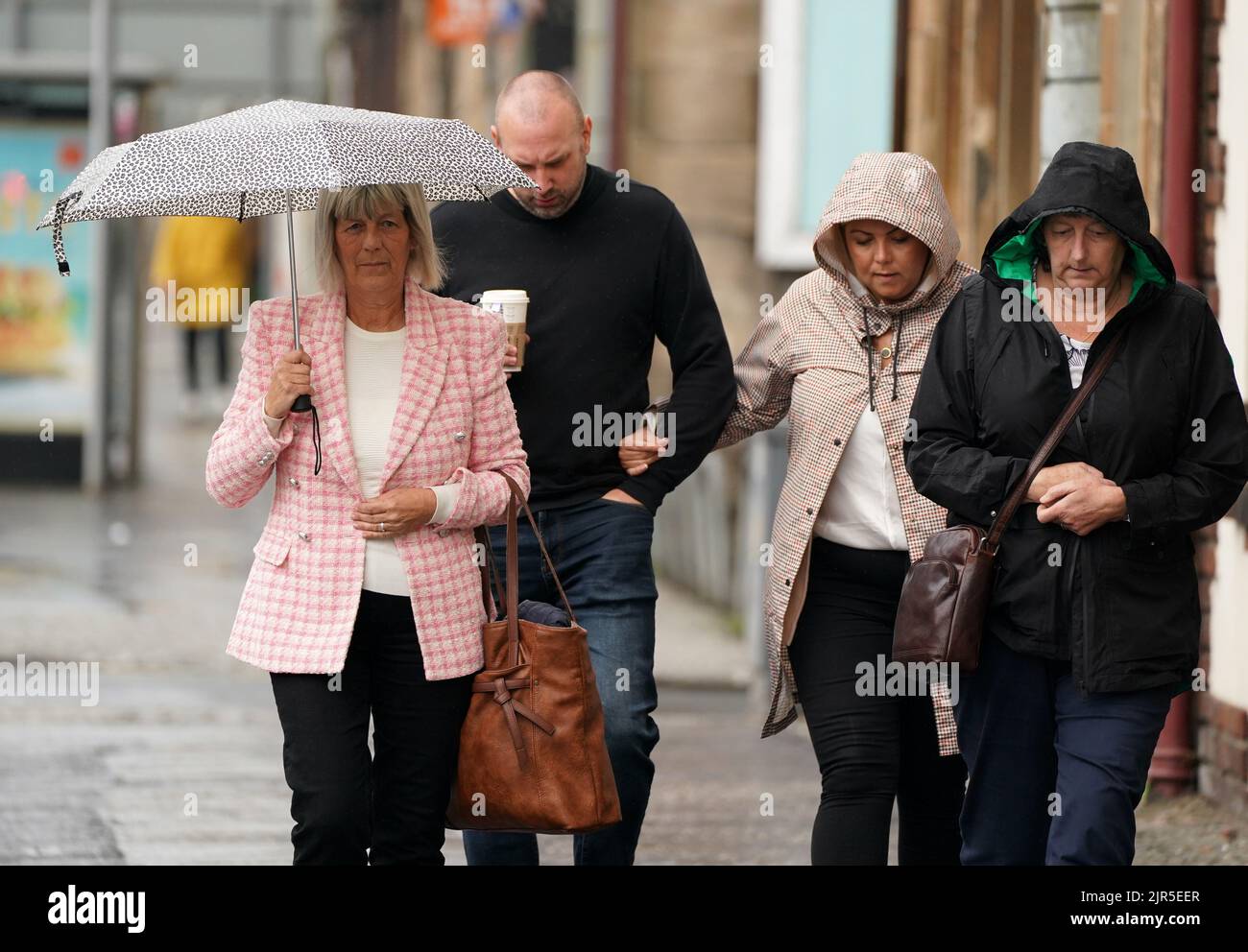 Jane Midgley(L), mother of victim Simon Midgley at Paisley Sheriff ...