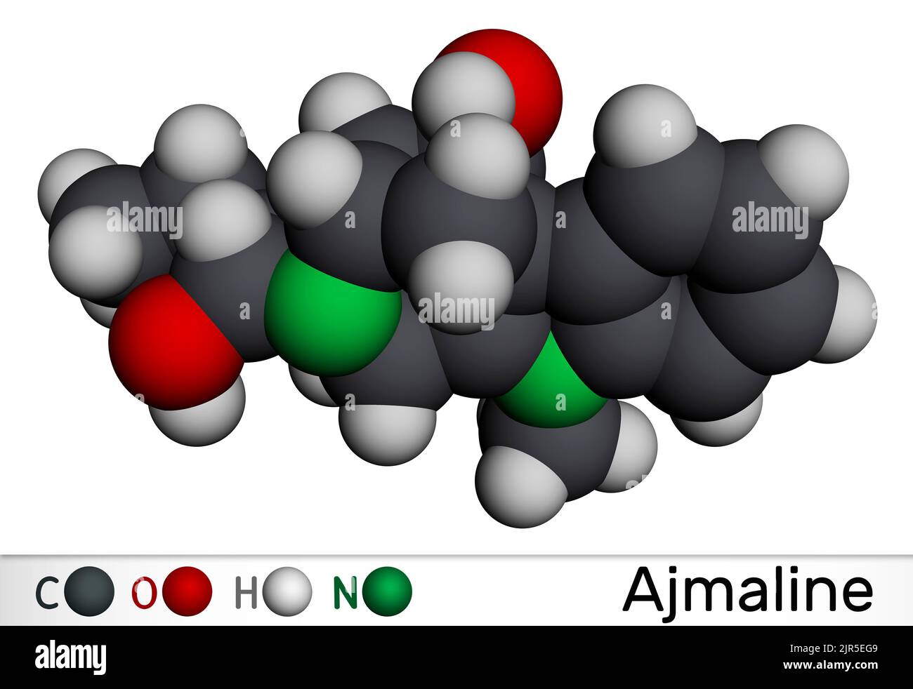 Ajmaline molecule. It is alkaloid, antiarrhythmic used to manage a ...
