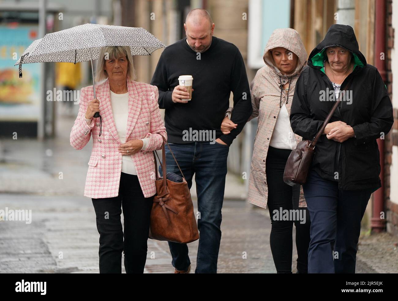 Jane Midgley(L), mother of victim Simon Midgley at Paisley Sheriff ...