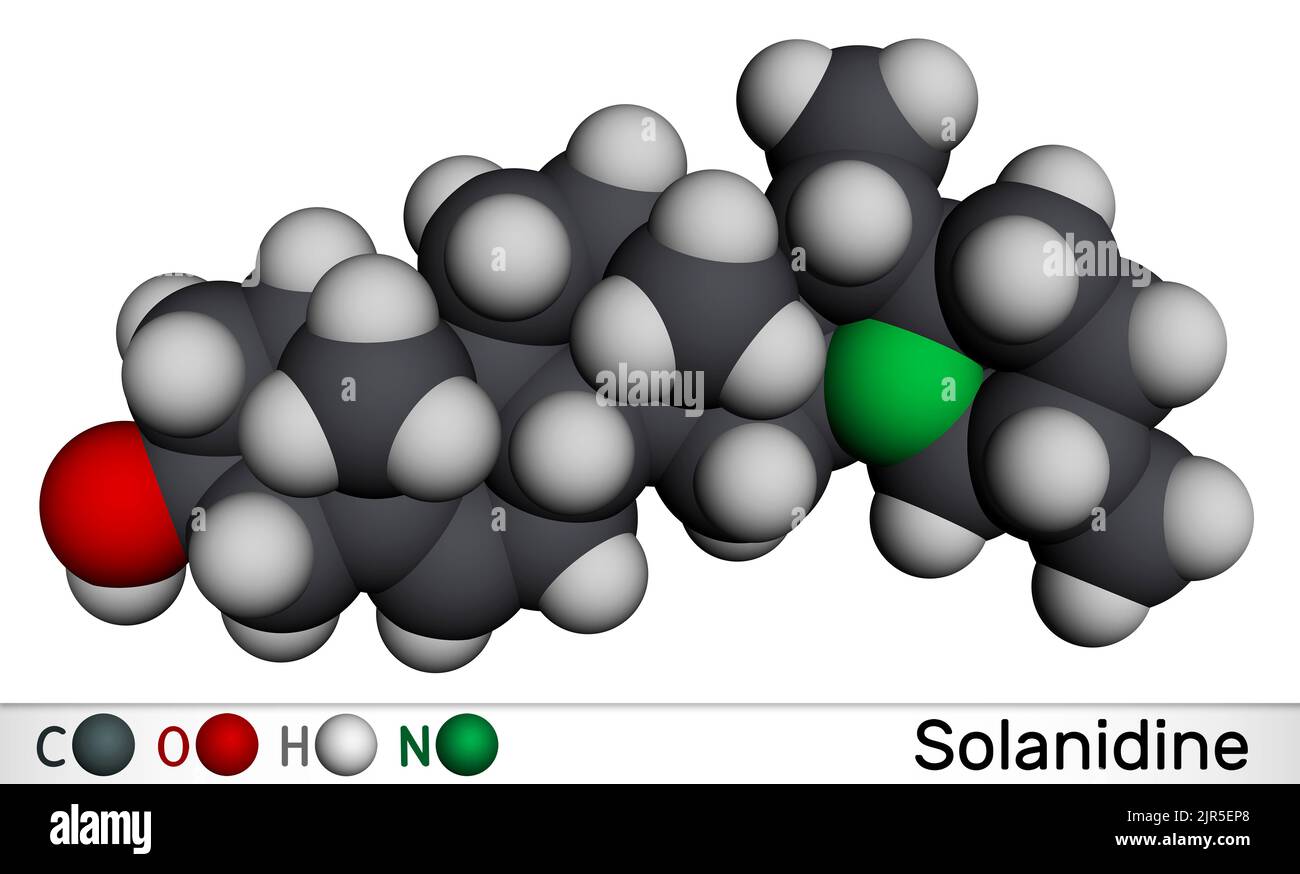 Solanidine molecule. It is poisonous steroidal alkaloid, plant ...