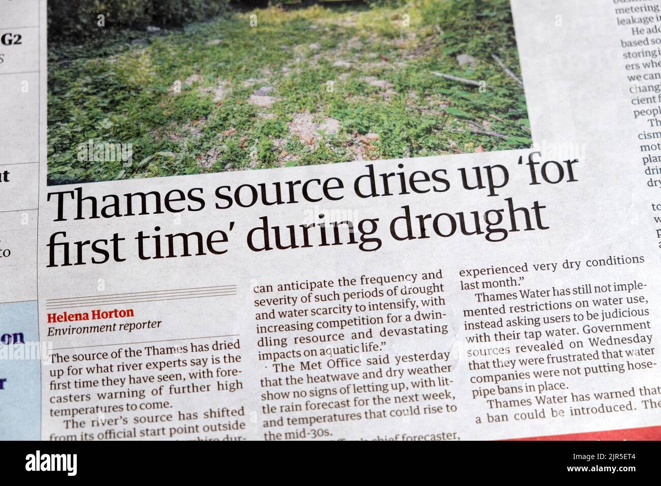 River 'Thames source dries up for first time' during drought' Guardian ...