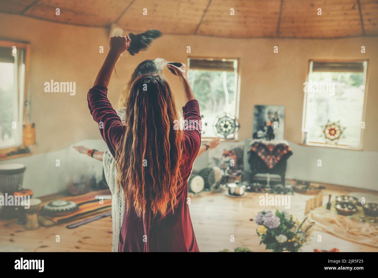 incense in a woman hand, ceremony space Stock Photo - Alamy