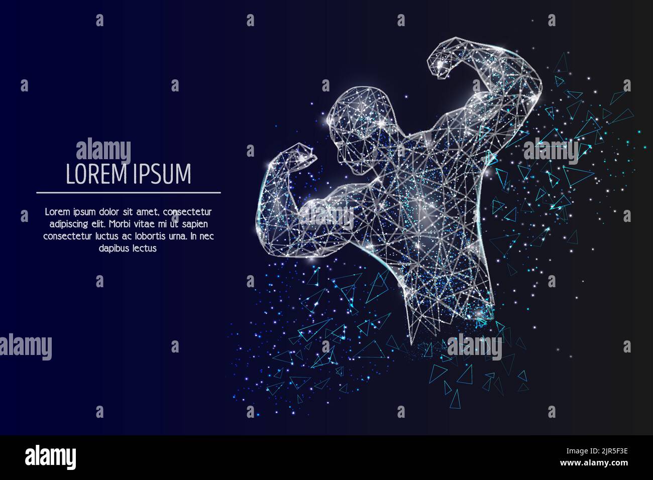 Vector polygonal art style bodybuilder showing his muscles. Low poly ...