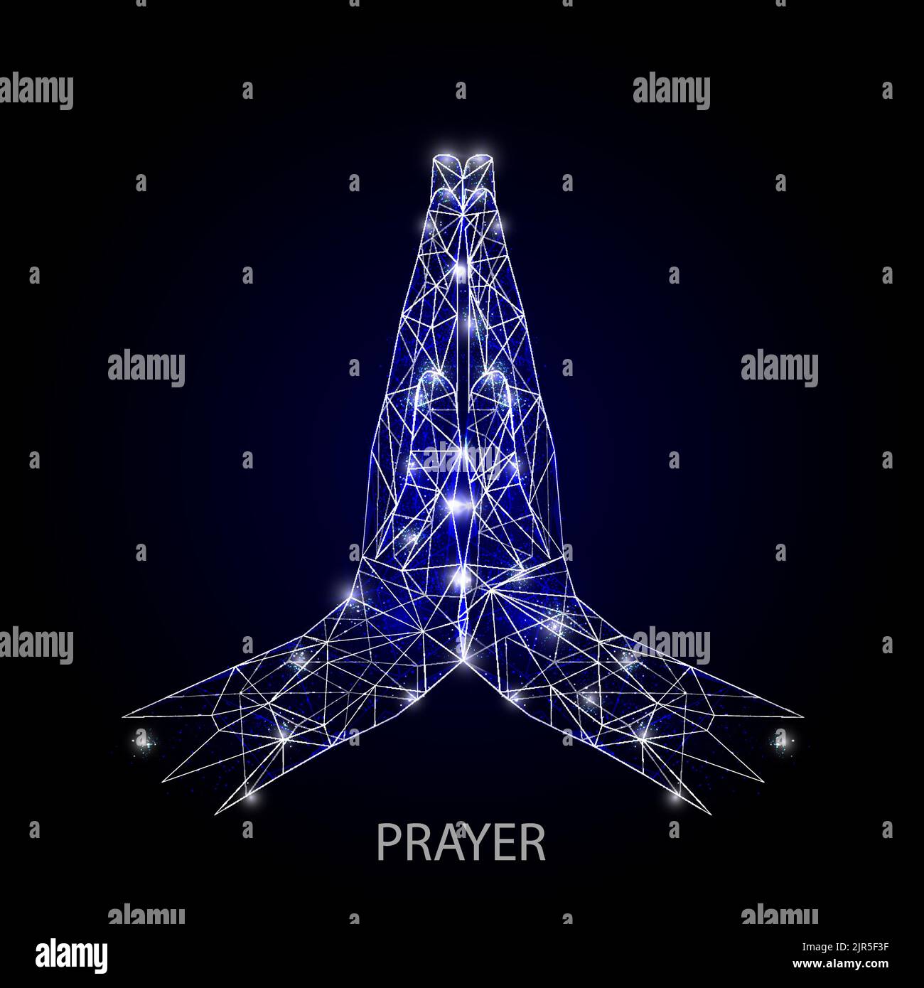 Vector polygonal art style praying hands. Low poly wireframe mesh with ...