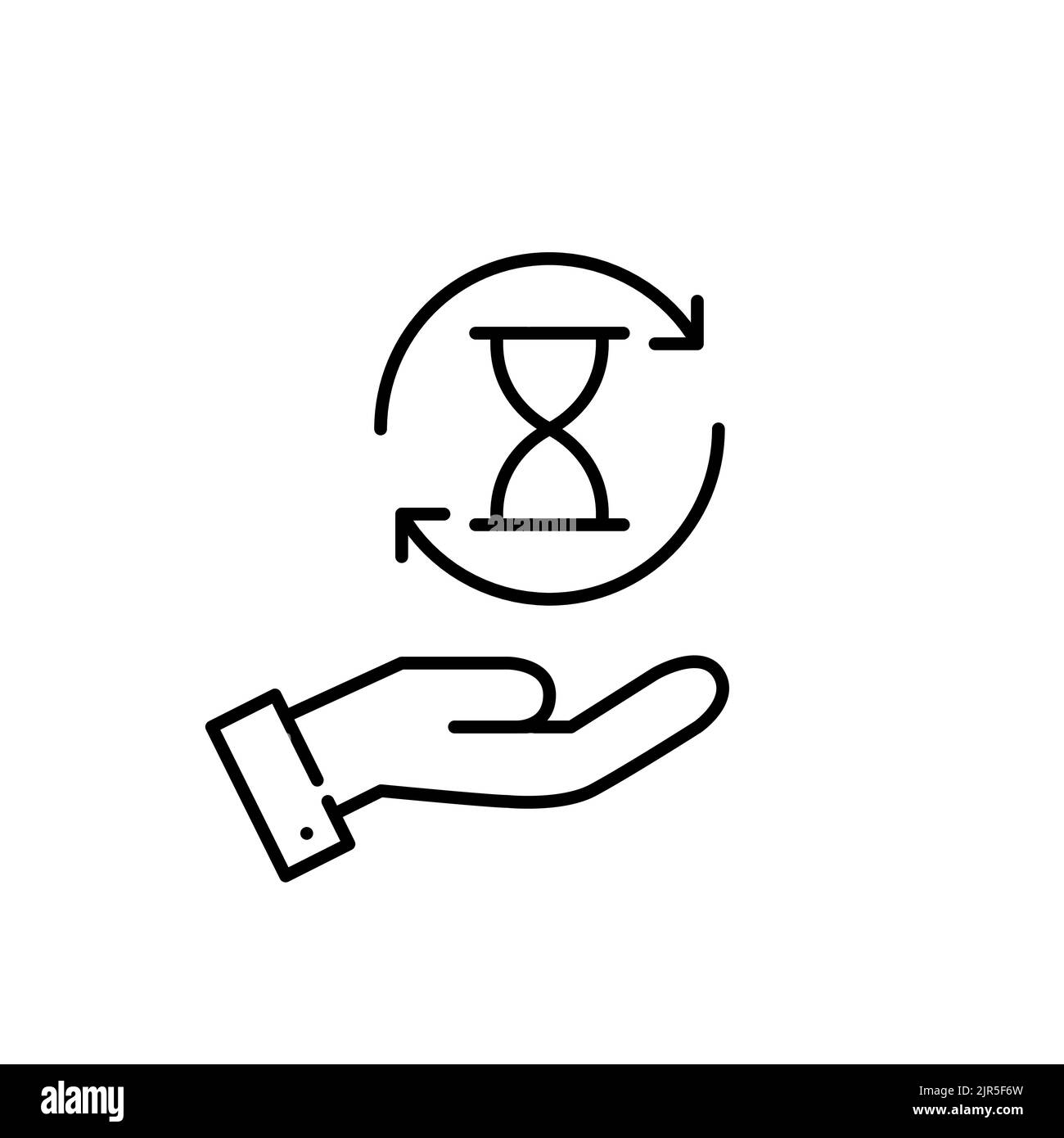 Hand holding hourglass time icon. Pixel perfect, editable stroke line ...