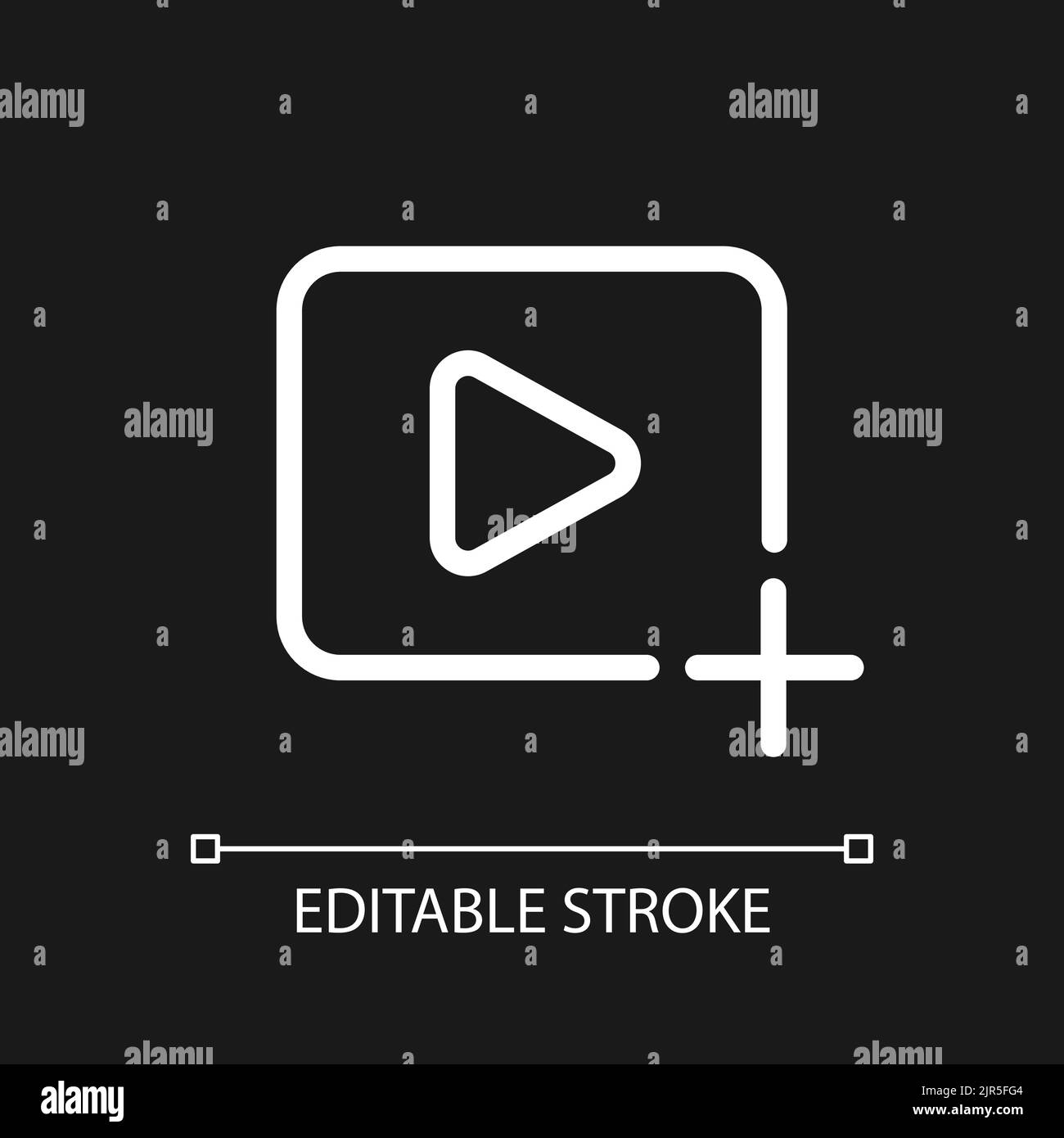 Add video file pixel perfect white linear ui icon for dark theme Stock ...