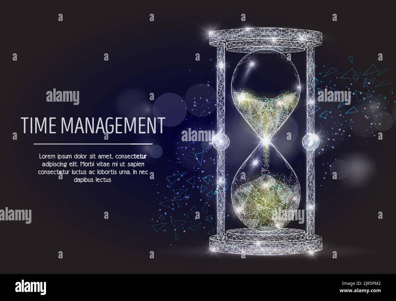 Vector polygonal art style hourglass. Sandglass low poly wireframe mesh ...