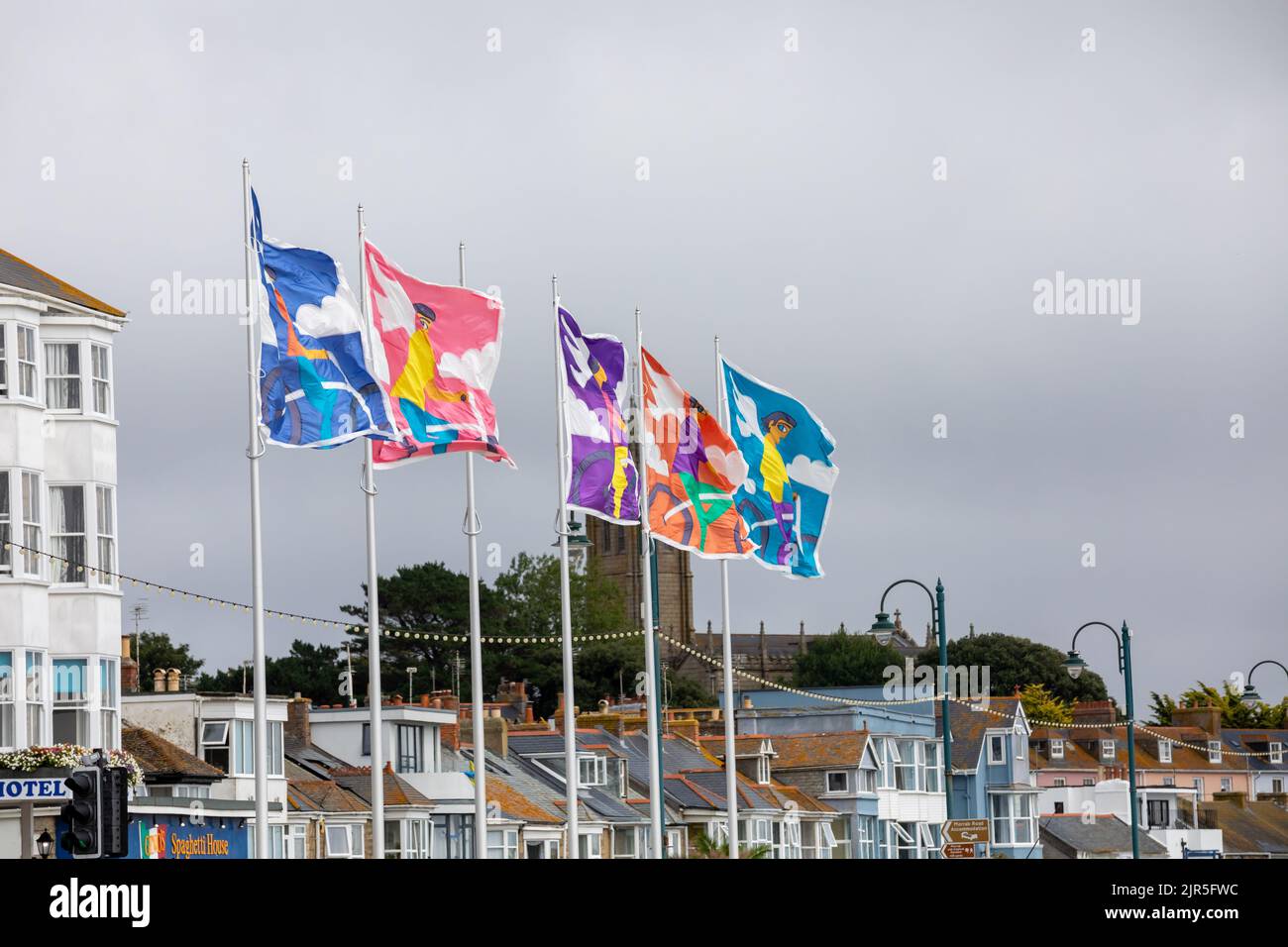 Penzance,Cornwall,22nd August 2022,Despite the grey, cloudy dismal ...